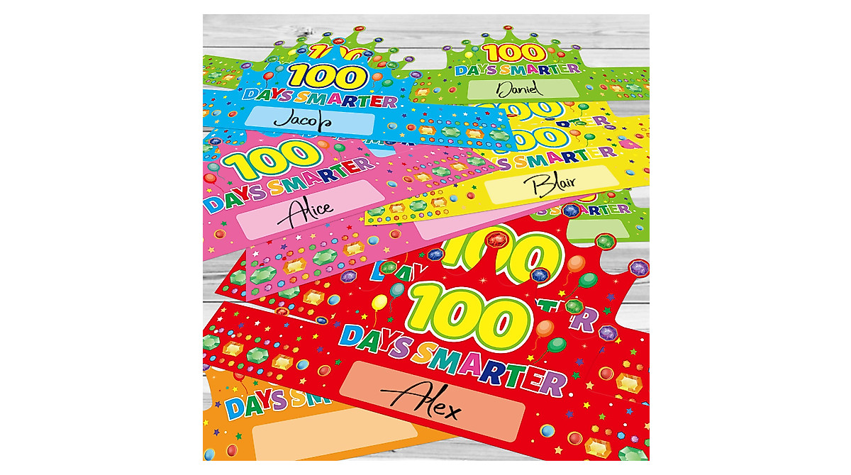 Fancy Land 36 Pack 100 Days Paper Crowns for Classroom Celebrations