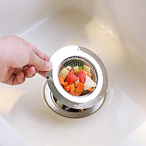 NEREIDS NET Stainless Steel Kitchen Sink Strainer, Bathtub Hair Catcher Anti-Blocking Universal Stainless Steel Toilet Shower Basin Drain Filter for Kitchen Silver