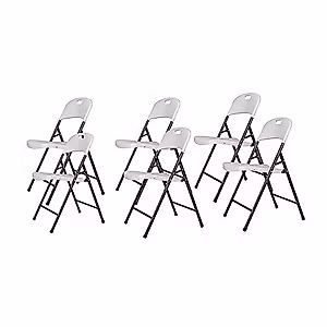 EDEBIBY Folding Plastic Chair with 350-Pound Capacity - 6-Pack, Commercial Grade Folding Chair，White (White, 6-Picks)