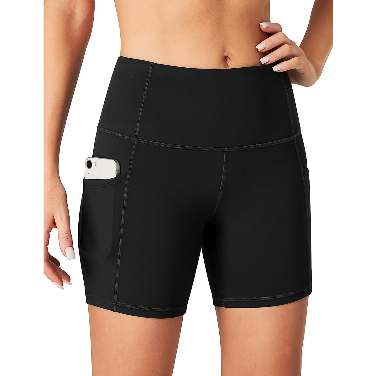 Heathyoga Biker Shorts Women Tummy Control 5" Workout Shorts Women with Pockets High Waisted Spandex Shorts for Gym Yoga