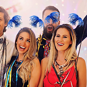 Sunshane 2 Pack Blue Ponytail Headband Feathers Head Bopper Party Accessory for Costume Party School Festivals