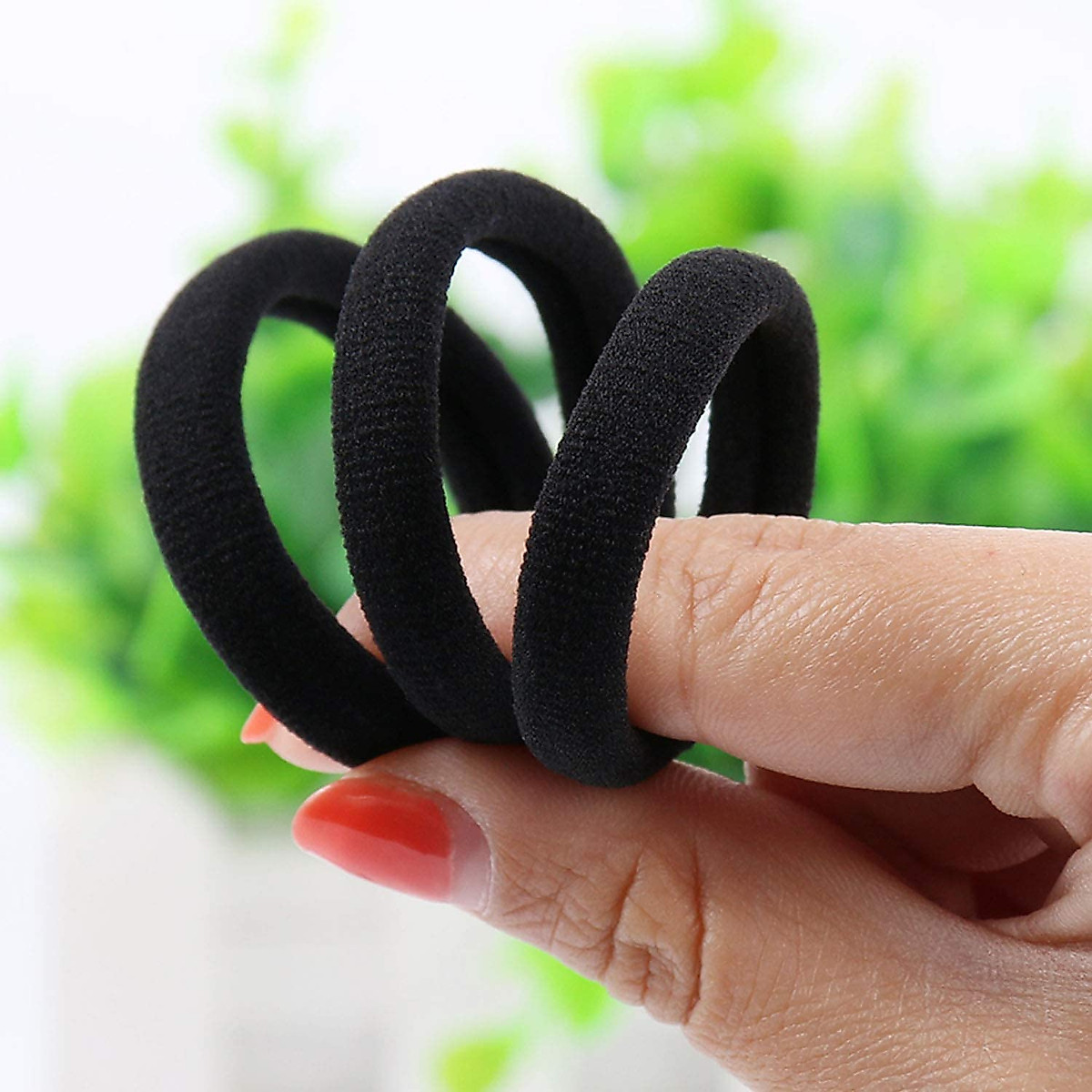 Antye Hair Tie, 100Pcs Black Onyx - Soft Cotton, Seamless Hair Elastic for Thick or Thin Hair, No Snag, Dent or Breakage, Baseball & Tennis Suitable, All Age Friendly