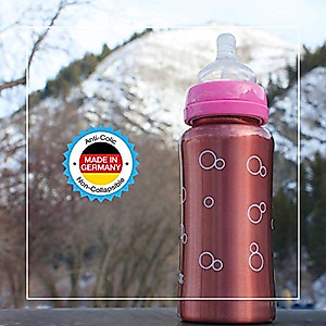 Pacific Baby Hot-Tot Insulated Stainless Steel Infant Baby Eco Feeding Bottle Anti-Colic Nipple 7 Ounce