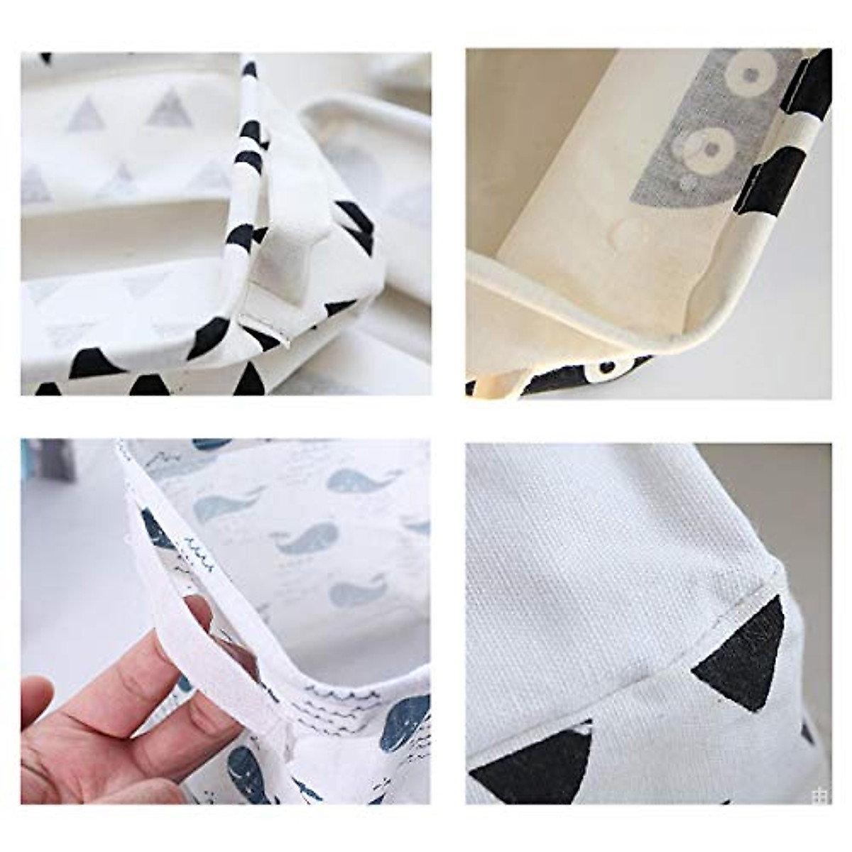 KRLIFCSL Storage Bins Foldable Geometric Storage Basket for Nursery, Kids Toys, Makeup, Small Items, Desktop Organization, Set of 4 (Black&White)