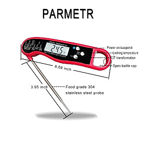 Meat Thermometer-Food Thermometer Compatible Bottle Cap Opening,Used for Cooking Kitchen Candy Meat Digital Thermometer,Instant Read Meat Thermometer for Oil Deep Fry BBQ Grill Smoker