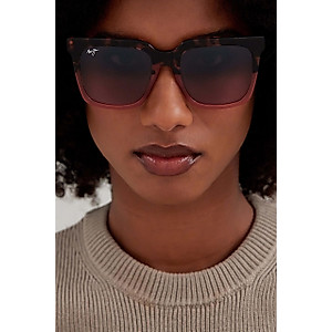 Maui Jim Rooftops Square Sunglasses, Pink Tortoise W/Pink/Maui Rose Polarized, Medium
