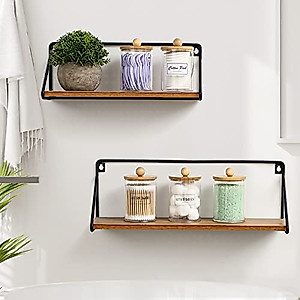 6 Pack Qtip Holder Dispenser Set with Bamboo Lids, Bathroom Canister Accessories, Storage Organizer, Clear Plastic Apothecary Jar for Cotton Ball, Swab, Pads, Floss, Vanity Makeup Organiztion - 10oz