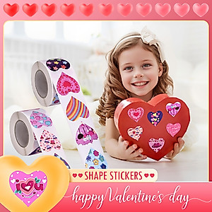 Fun Little Toys 1000PCS Valentine Heart Stickers for Kids, 1.5in Valentine's Day Colorful Red Love Decorative Decals Labels Art Craft Cards Envelopes Wedding Party Decorations Supplies