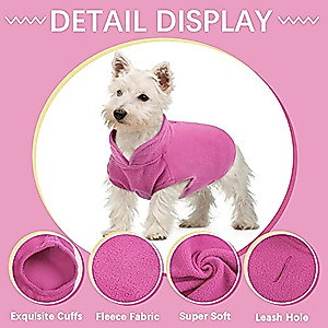 FUAMEY Dog Fleece Vest,Warm Sweatshirt Puppy Stretchy Sweater Pullover Dog Turtleneck Coat Dog Winter Jacket with Leash Hole,Doggie Dachshund Sweaters Yorkie Clothes for Small Medium Dogs Pink S