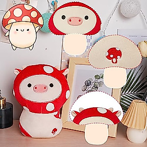 Bekrgwiy Mushroom Plush, 8in Mushroom Cow Stuffed Animals, Cute Mushroom Plush Toys, Kawaii Mushroom Cow Pillow Plushies,Mushroom Plush Doll for Kids