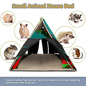 enheng Small Pet Hideout Christmas Ornaments Pinecones Green Background Hamster House Guinea Pig Playhouse for Dwarf Rabbits Hedgehogs Chinchillas
