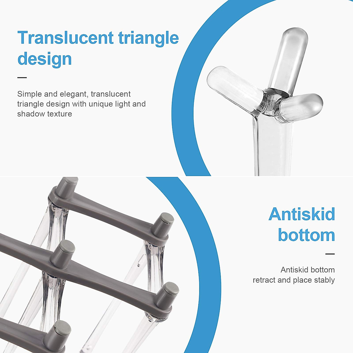 MRT Retractable Cup Drying Rack, Retractable Drying Rack and Sports Bottle Drainer Stand, Plastic Bag Drying Rack and Mug Tree with Antiskid Bottom for Kitchen Countertop(Gray)