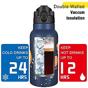 Han's Bottle Kids Water Bottle with Straw Lid - Insulated Stainless Steel Reusable Tumbler for Girls,Boys,Thermo Mug,17oz,Space Planet