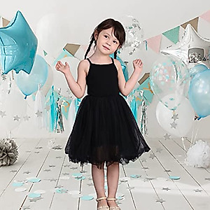 SOBOWO Toddler Black Dress Baby Girls Tulle Sleeveless Infant Tutu Princess Party Photoshoot Dresses 12M-5T (4-5T, Black)
