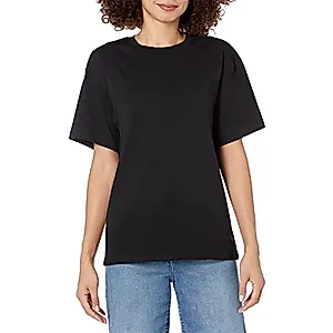 The Drop Women's Lydia Loose Short Sleeve Drop Shoulder Jersey T-Shirt, Black, XL