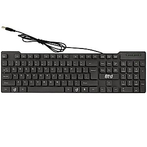 BTO USB Wired Keyboard, 104 Keys with Numeric Pad, Anti Spill and Dust Proof, Slim and Flexible Design, Compatible with Laptop Notebooks, Desktops PCs, Tablets, Towers, Windows 7, 8, 10, 11