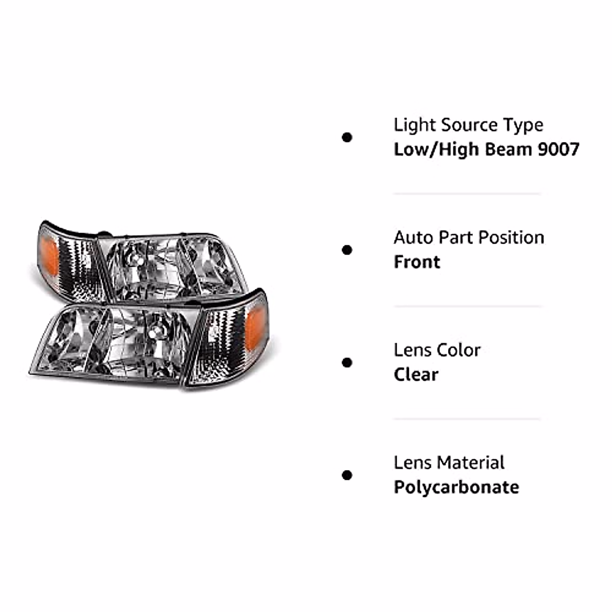 ACANII - For 1998-2011 Ford Crown Victoria Headlights Headlamps+Corner Parking Signal Lights Driver + Passenger