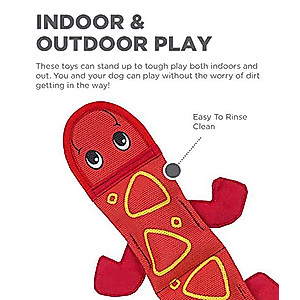Outward Hound Fire Biterz Red Lizard Plush Firehose Material Interactive Dog Toy, Large