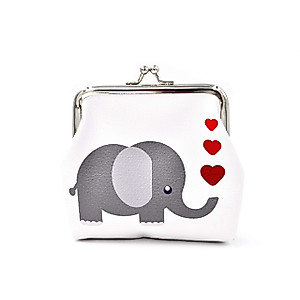 Nodykka Pu Leather Coin Purse Cute Animal Elephant Wallet Bag Change Pouch Gifts for Women Kids Girls Key Holder