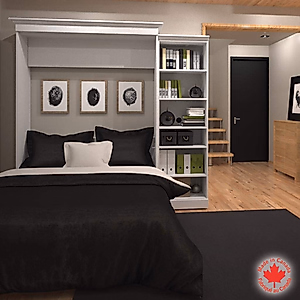 Bestar Versatile Queen Murphy Bed with Closet Organizer (92W) in White, Sleeping Arrangement and Wardrobe for Multipurpose Room