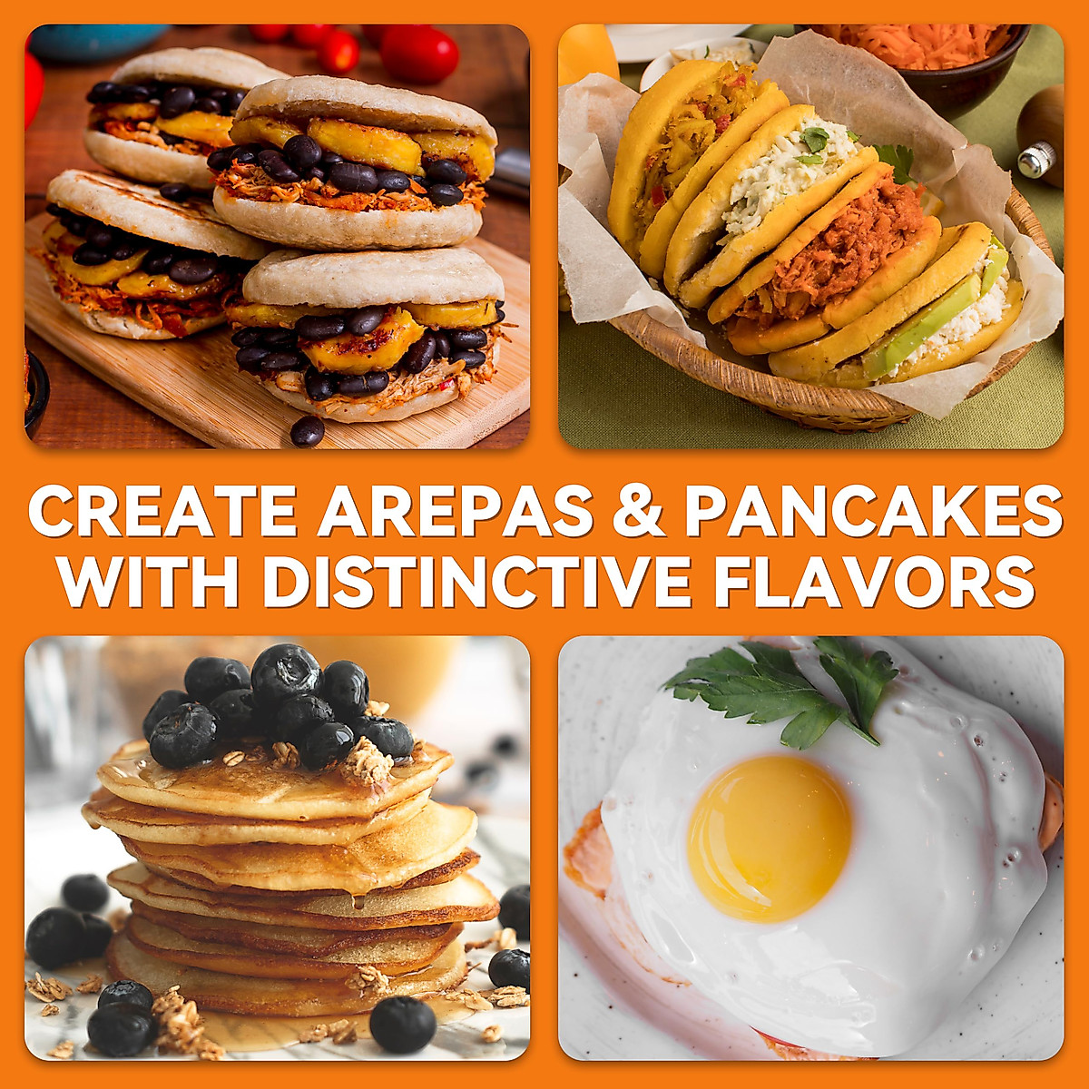 Baker's Friend Electric Arepas Maker with Browning Control, Mini Pancakes Maker, Pancake Maker Pan, Tostiarepa, Makes Corn Patties, Arepas, Mini Pancakes, Fried Eggs, Breakfast Sandwiches, Aqua