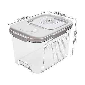 ZXTINGSHOP Food Containers, Plastic Grain Storage Container with Lid and Timer, Food Storage Bins Airtight Kitchen Storage Containers with Measuring Cup (white-L)