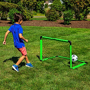 Franklin Sports Kids Mini Soccer Goal Set - Backyard/Indoor Mini Net + Ball Set with Pump - Portable Folding Youth Goal Set - 36" x 24", Green