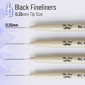 Mr. Pen- Black Fineliners, Fine Point Pens, 0.25mm, 4 Pack, Bible Pens No Bleed, Fine Tip Pens, Ultra Fine Point Pens, Black Fineliner Pens, Black Fine Point Pens, Black Art Pens, Fineliner Pen Black