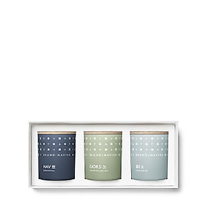 Skandinavisk Escape Giftset of 3 Mini Scented Candles. Fjord, ØY 'Island' and HAV ‘Sea’ Vegan Formula. 3 x 2.3 oz.