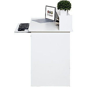 OneSpace Essential Computer Desk, Hutch with Pull-Out Keyboard, White