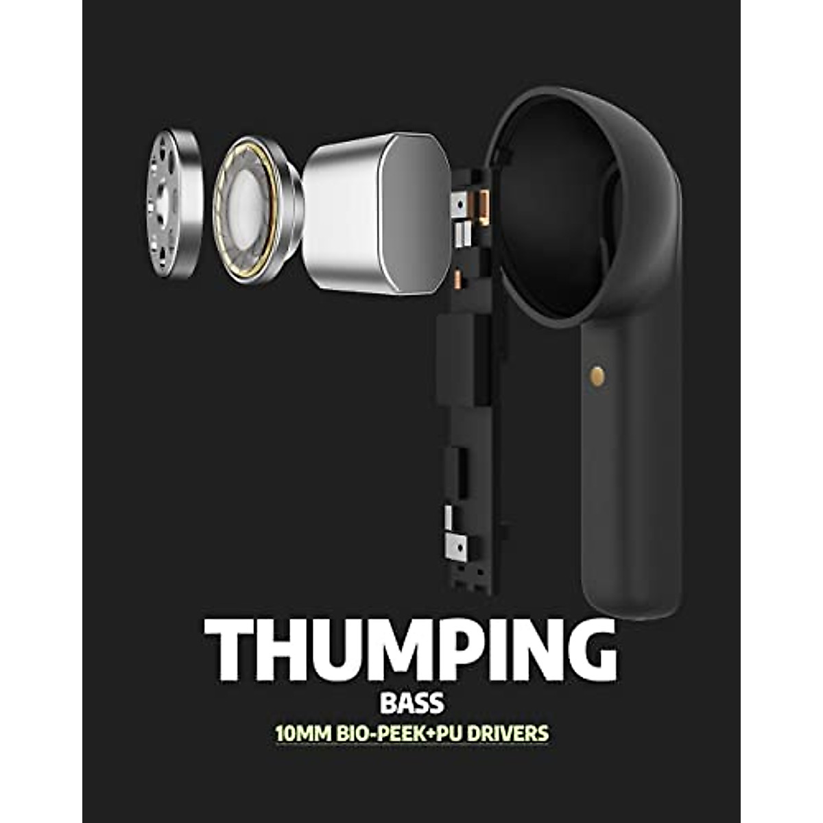 ausounds Wireless Earbuds, Active Noise Cancelling, 20 Hours Playtime, Workout Sweat Resistant, Touch Control (Black)