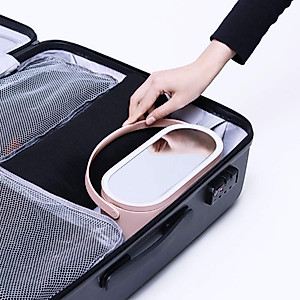 Travel Makeup Bag Organizer with LED Light Mirror, Makeup Organizer/Train Case Portable Cosmetic/Jewelry Organizer for Women