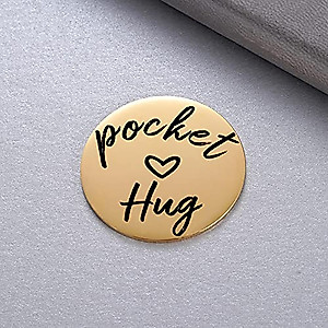 MIXJOY Pocket Hug with Message Hug Token, Isolation Gift for Someone You Love, Miss You, Thinking of You, Long Distance Relationship, 1.5", Gold