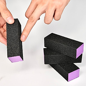 14 Pack Nail Buffer Block, Professional Manicure Tools, 100/180 Grit, Black Purple 3 Sides Nail Files Art Pedicure Manicure File