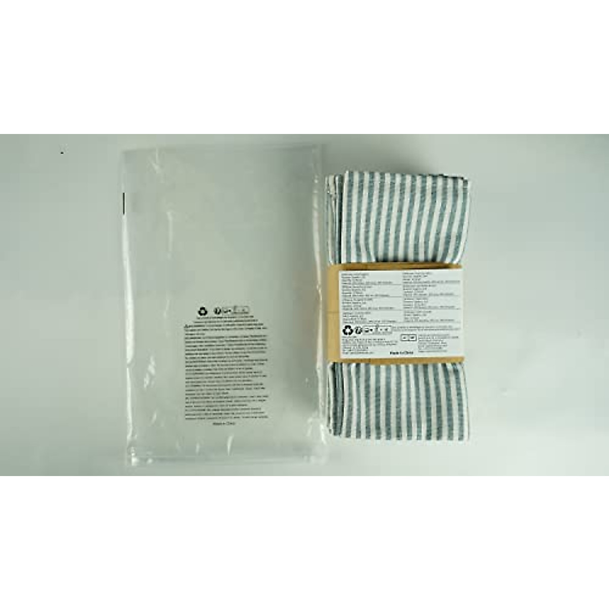 INFEI Plain Striped Cotton Linen Blended Dinner Cloth Napkins - Set of 12 (40 x 30 cm) - for Events & Home Use (Ocean)