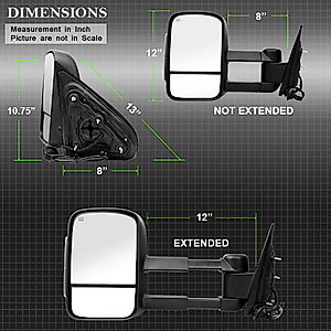 ACANII - Telescoping POWER HEAT Smoke LED Towing Mirrors Passenger+Driver For 2014-2017 Chevy Silverado/GMC Sierra