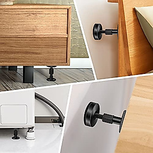 QUACOWW 4PCS Black Adjustable Bed Frame Anti-Shake Tool,Adjustable Threaded Headboard Stoppers/Bumper Against Wall,Bed Shake Support Stabilizer Device for Anti-Knocking