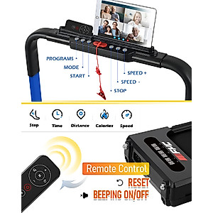 FYC Under Desk Treadmill - 2 in 1 Folding Treadmill Desk Workstation for Home 300LBS Weight Capacity, 3.5HP Free Installation Foldable Treadmill Compact Electric Running Machine for Office, Blue