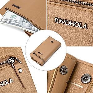TOYOHOLA Purses Wallets for Women RFID Blocking PU Leather Zip Around Ladies Clutch Purse (Lip-Black)