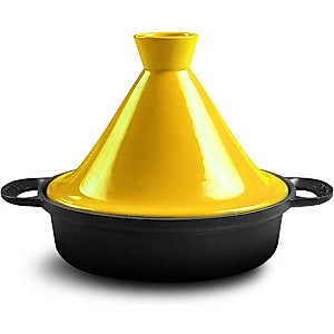 QIANMEI Ceramic Tagine Pot Tajine Cookware Saucepan Seafood Pot|Cookware Saucepan|Cooking Slow Cooker|Smoke-Free Non-Stick|for Cooking Healthy Food (Color : Yellow)