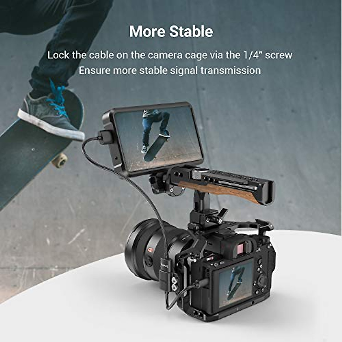 SMALLRIG Ultra-Slim 4K HDMI Adapter Cable, Female HDMI Type A to Male Micro-HDMI Type D, 4K@60HZ, for Sony A7R IV A7RIII A7III A7II A7RII / for Fujifilm X-T2 X-T3 - 3021