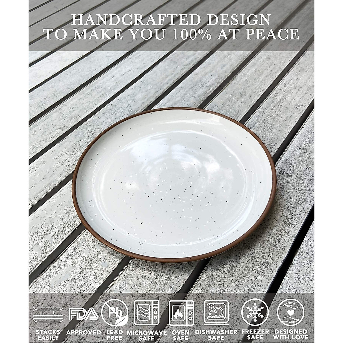 Mora Ceramic Bowls and Plates Set, Vanilla White - Cereal Bowls and Salad Plates Bundle - Dishwasher, Microwave, and Oven Safe