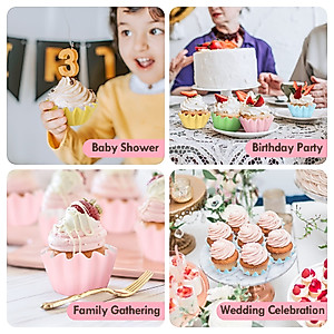 TRUSBER Wave Cupcake Liner Standard Muffin Wrappers Non-stick Greaseproof 210g PET Coated Paper Baking Holder for Wedding,Birthday,Baby Shower or Holiday Party,100 Count