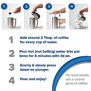 Frieling Double-Walled Stainless-Steel French Press Coffee Maker - Polished, 36 oz - Insulated Coffee Presser Stainless Steel - Coffee Press Pot - Stainless Steel Press Pot - Press Pot Insulated