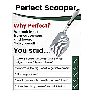 iPrimio Sifter with Deep Shovel, Cat Litter Pan with Universal Cat Litter Scooper - Modern Scooper Holder -Works with All Metal and Plastic Scoopers