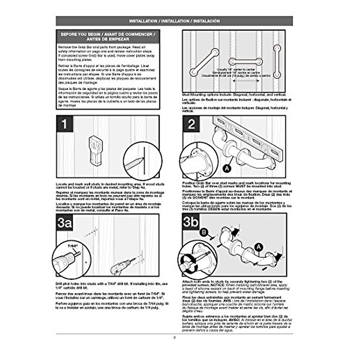 Delta Faucet D5618W Wall Mounted 18" x 1-1/2" ADA Concealed Screw Bath Safety Grab Bar in White