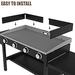 Wind Guard for 36" Blackstone Griddle and Other Griddle, 5015 Wind Screen, Black Metal Paint