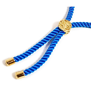 Alea Collection Catholic Blessed Saint Benedict Medal 18K Gold Plated Bracelet Blue String Religious Jewelry