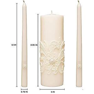 Hosley 11.50 Inch High White Wedding Unity Candle Set Includes 1 Pillar and 2 Taper Candles Great for Weddings as Well as Special Events and Emergency Lighting or for Reiki Spa Meditation