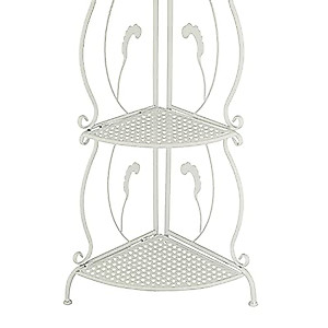 Deco 79 Metal Scroll Indoor Outdoor Tall Folding 5 Shelf Bakers Rack, 16" x 12" x 71", White